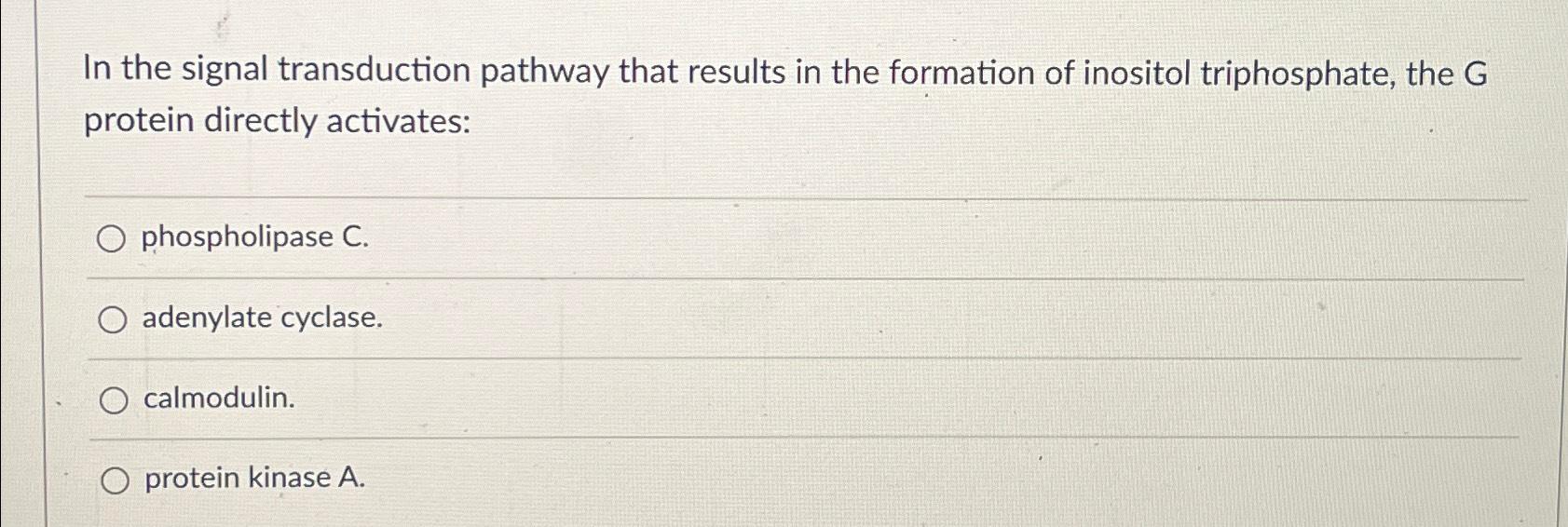 Solved In the signal transduction pathway that results in | Chegg.com