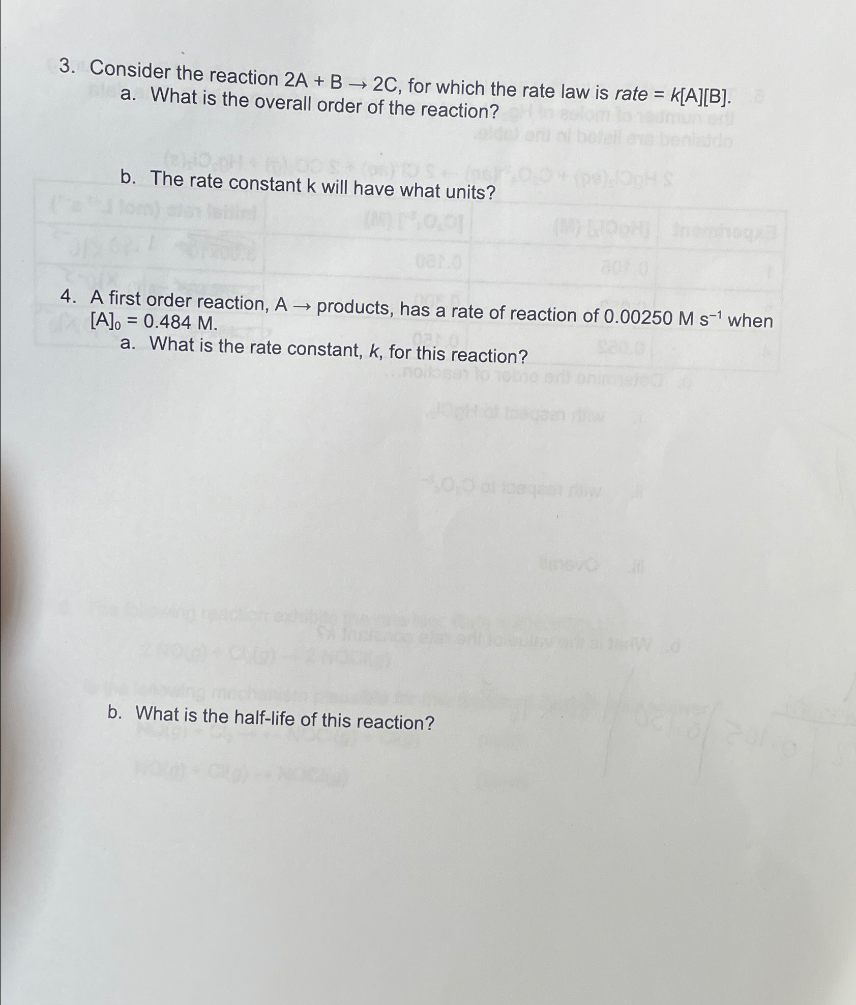Solved Consider the reaction 2A+B→2C, ﻿for which the rate | Chegg.com