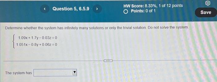 Solved Determine whether the system has infinitely many | Chegg.com