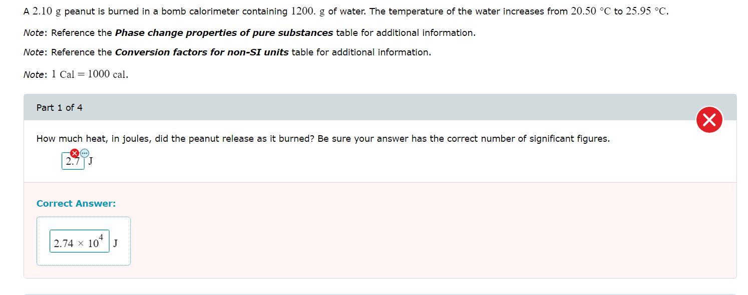 Solved A 2.10g ﻿peanut is burned in a bomb calorimeter | Chegg.com