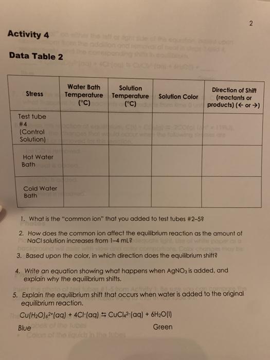 Solved Data Activities 1, 2, and 3 Data Table 1 Quantity of | Chegg.com