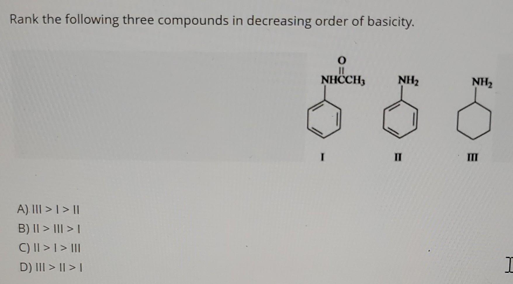 Solved Rank the following three compounds in decreasing | Chegg.com