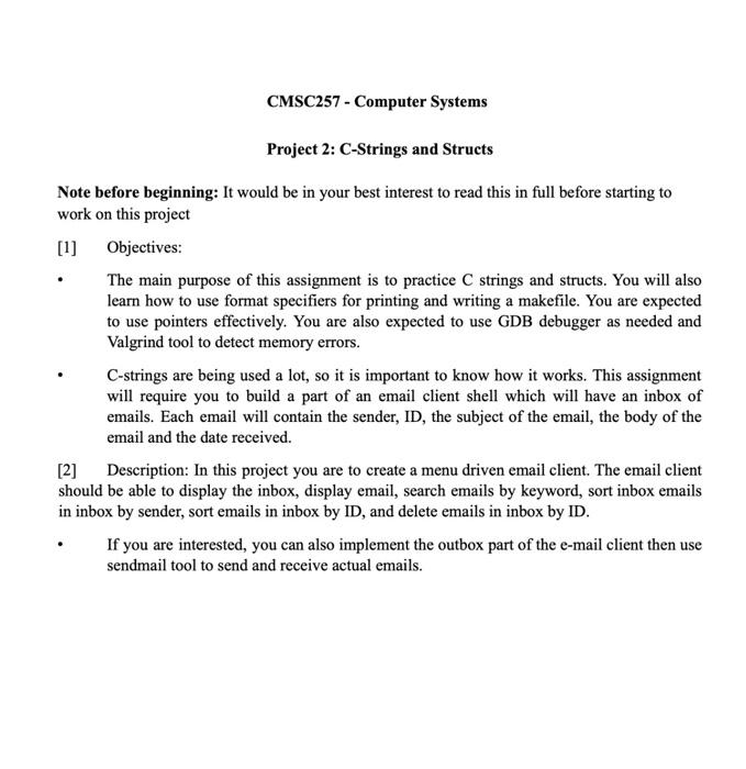 Solved Cmsc257 Computer Systems Project 2 C Strings And