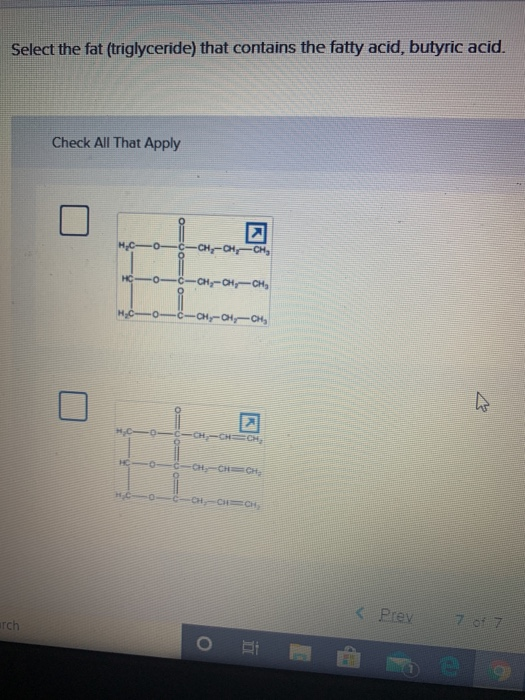 Solved Select the fat (triglyceride) that contains the fatty | Chegg.com