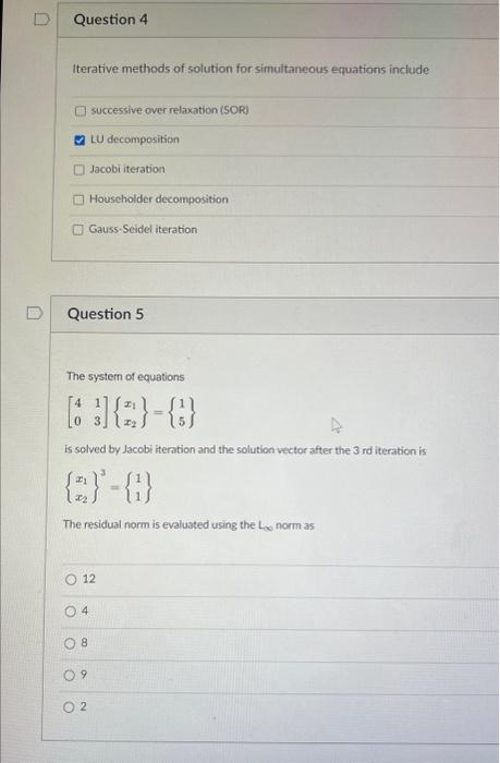 Solved Iterative methods of solution for simultaneous | Chegg.com