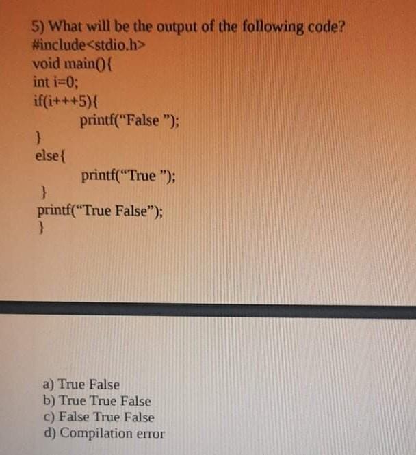 Solved 5) What will be the output of the following code? | Chegg.com