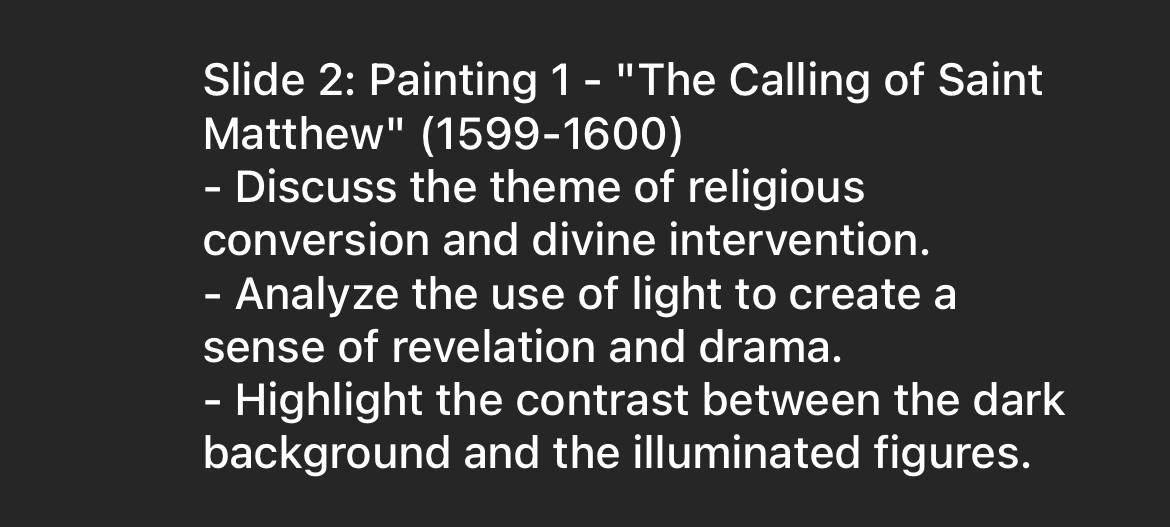 Solved Slide 2: Painting 1 - ﻿"The Calling of Saint Matthew" | Chegg.com