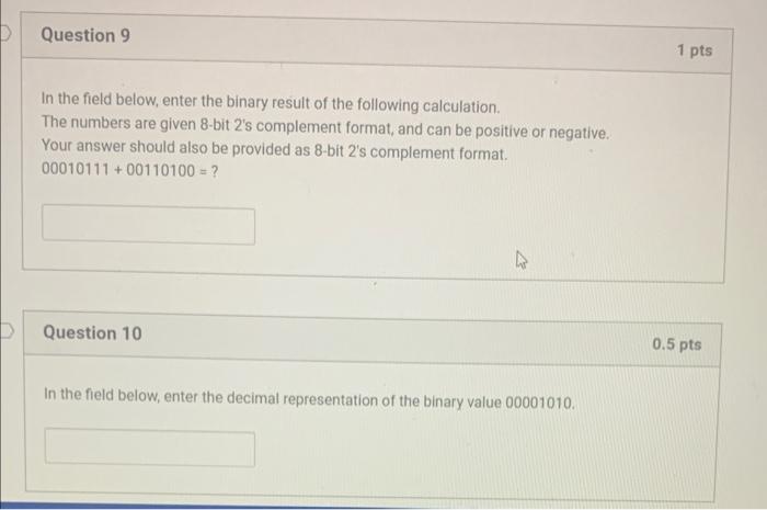 Solved In the field below, enter the binary result of the | Chegg.com