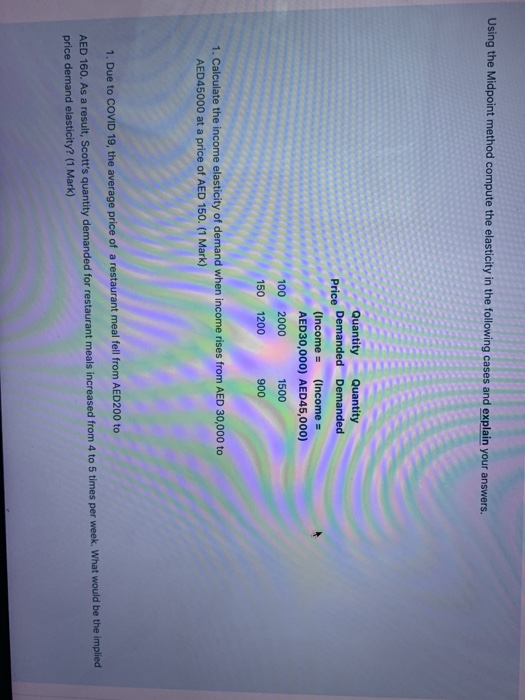 Solved Using the Midpoint method compute the elasticity in | Chegg.com