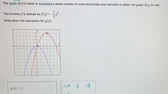 Solved The graph off (in blue) is translated a whole number | Chegg.com