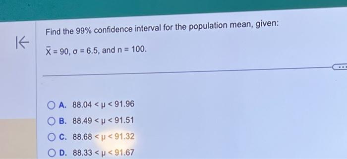 Solved Find the 99% confidence interval for the population | Chegg.com