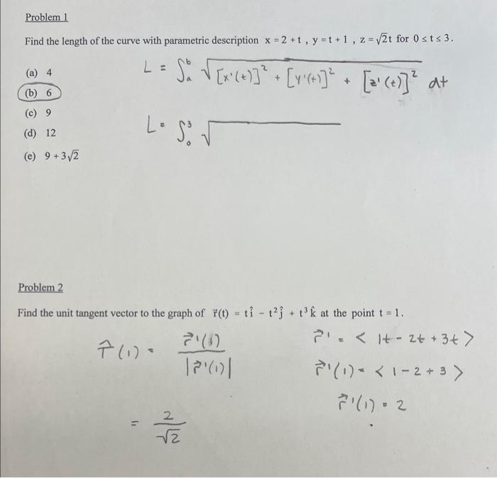 Solved Find the length of the curve with parametric | Chegg.com