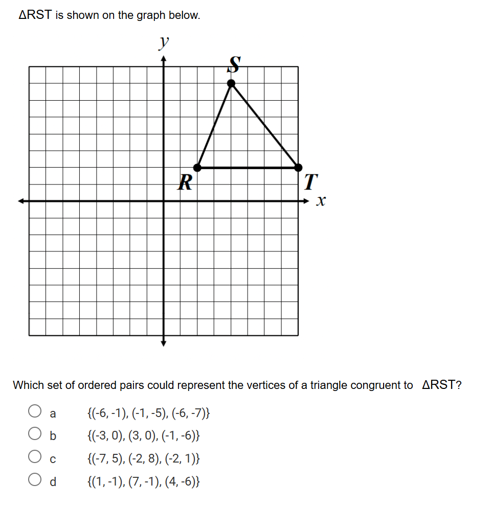 Solved ΔRST ﻿is shown on the graph below.Which set of | Chegg.com
