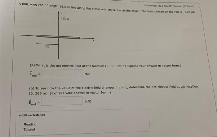 Solved A thin, long rod of length 13.0 m lies along the x | Chegg.com