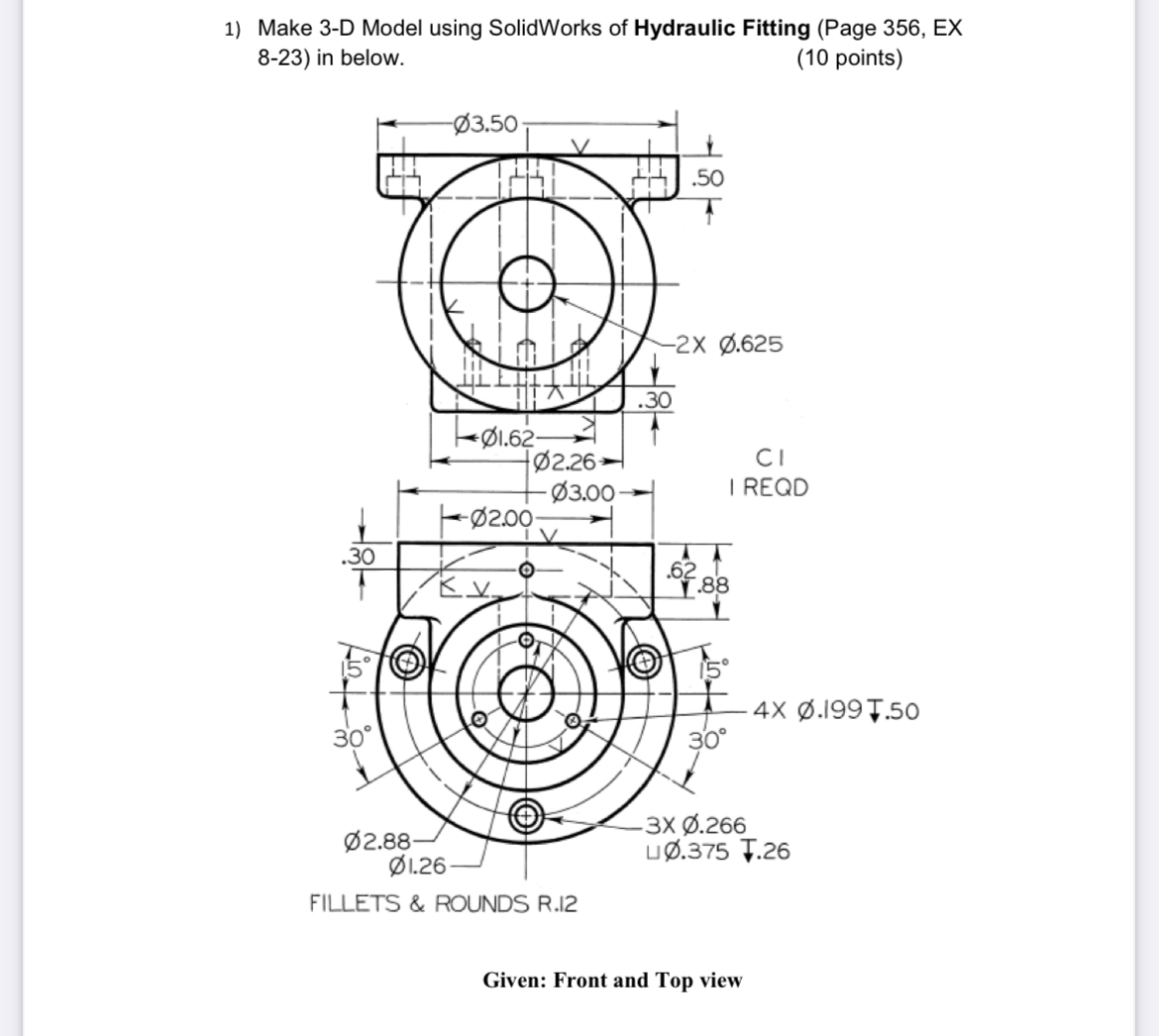 Solved Make 3-D Model using SolidWorks of Hydraulic Fitting | Chegg.com
