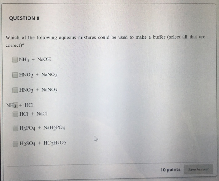 Solved QUESTION 8 Which of the following aqueous mixtures | Chegg.com