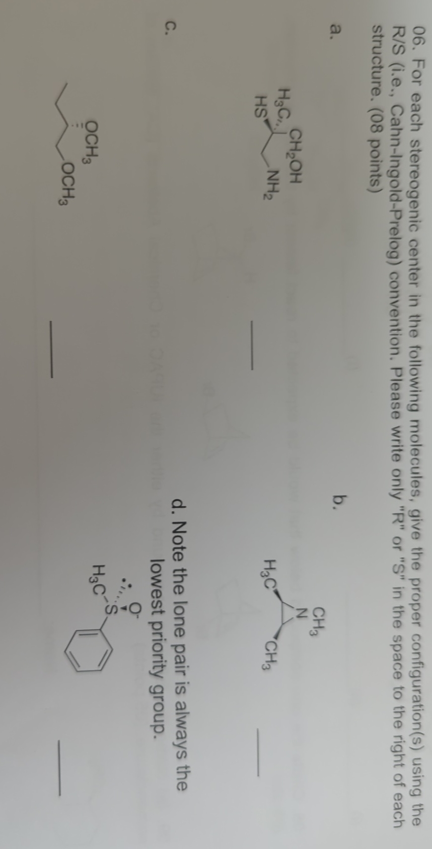 Solved For each stereogenic center in the following | Chegg.com