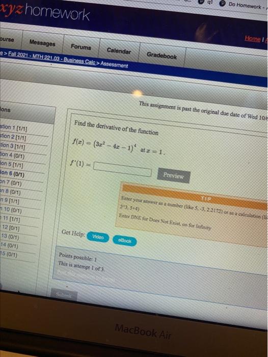 Solved 91 Do Homework - xyzhomework ourse Homel Messages | Chegg.com