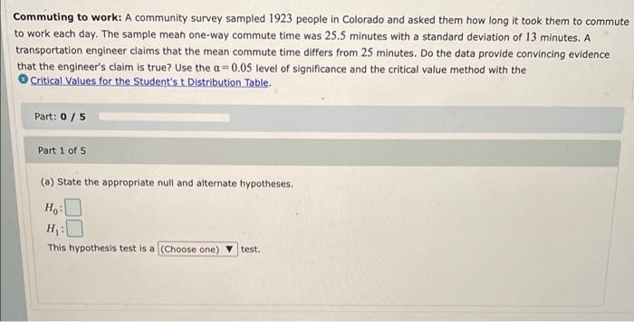 Solved Commuting to work: A community survey sampled 1923 | Chegg.com