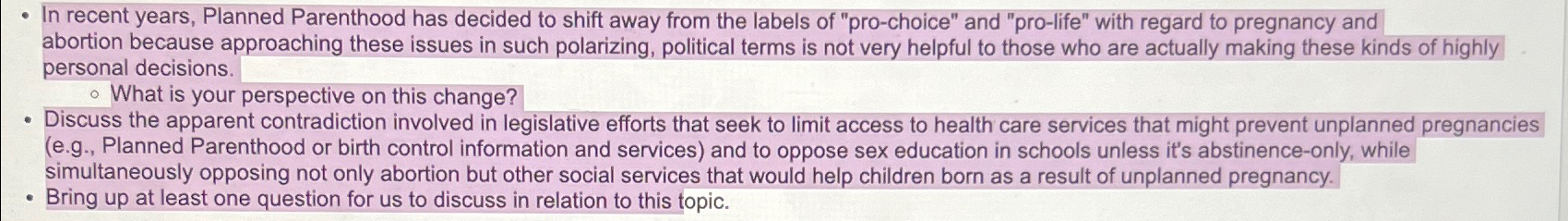 Solved In recent years, Planned Parenthood has decided to | Chegg.com