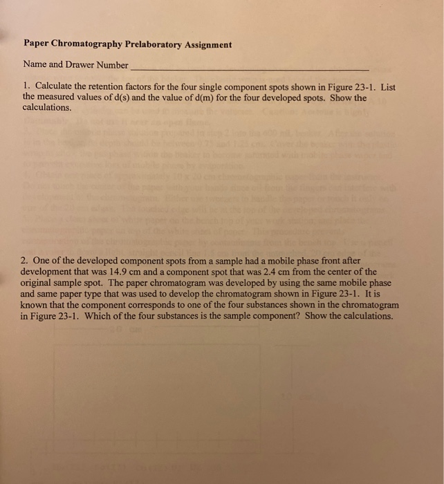 Solved Paper Chromatography Prelaboratory Assignment Name | Chegg.com