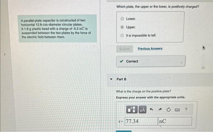Solved Which plate, the upper or the lower, is positively | Chegg.com