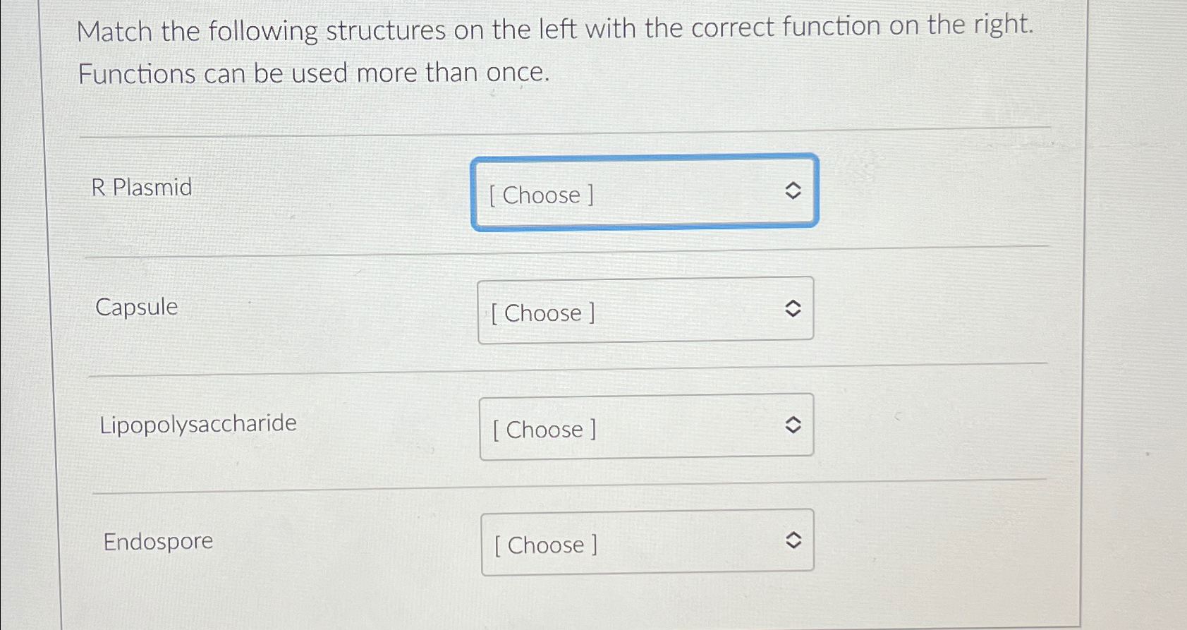Solved Match the following structures on the left with the | Chegg.com