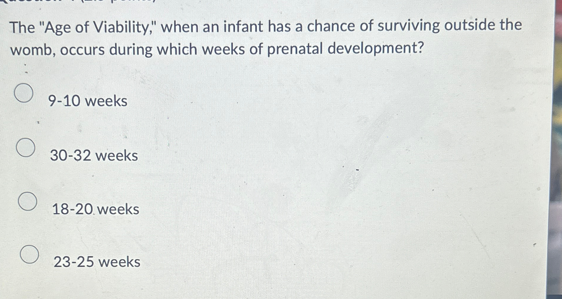 Solved The "Age of Viability," when an infant has a chance | Chegg.com