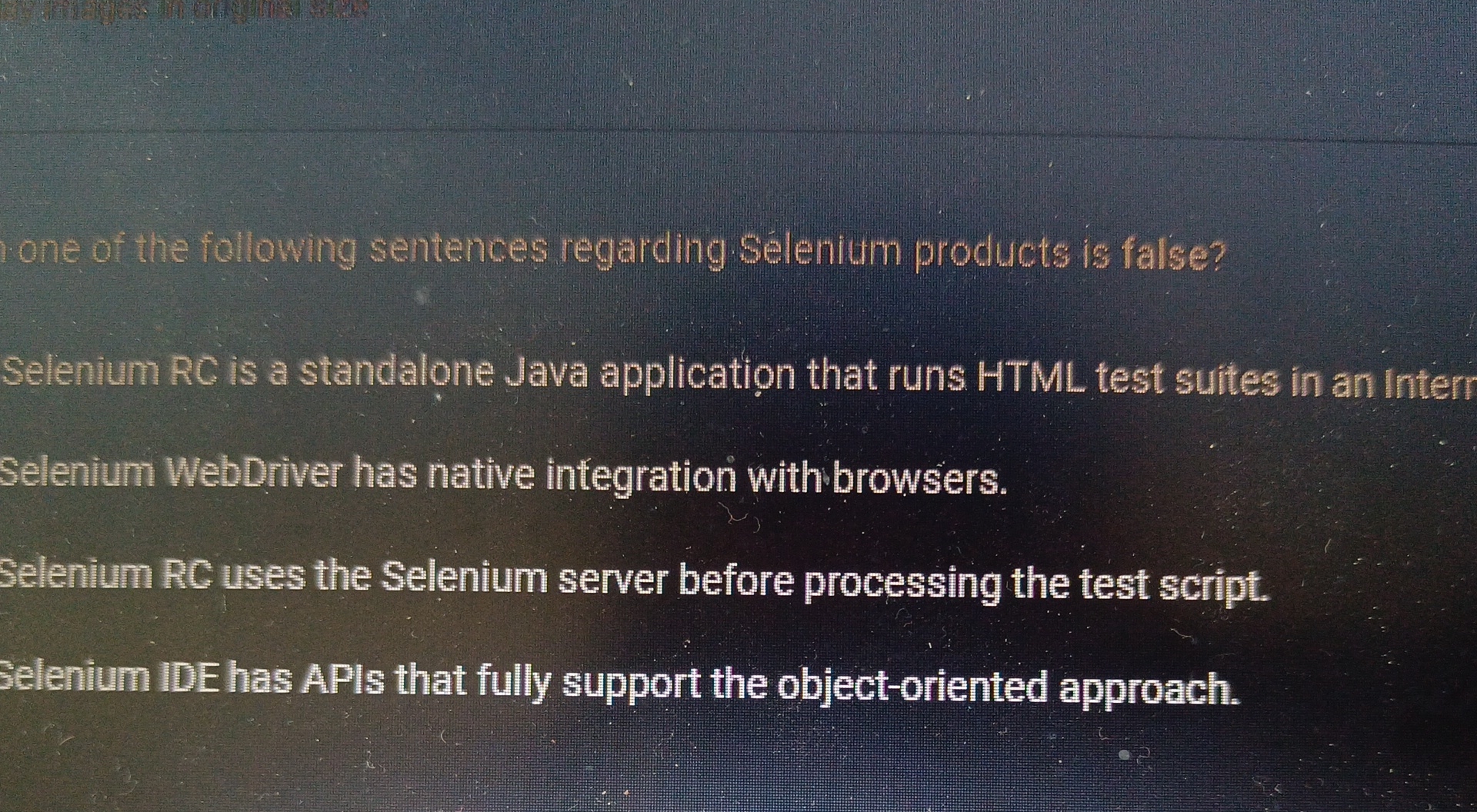Solved one of the following sentences regarding Selenium | Chegg.com