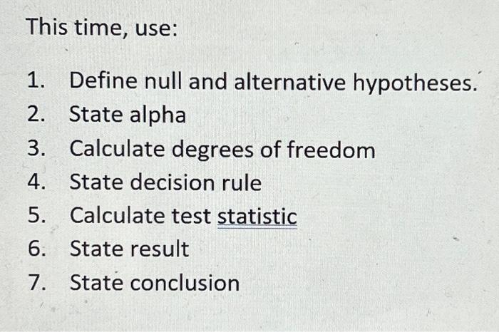 Solved 1. Define null and alternative hypotheses. 2. State | Chegg.com