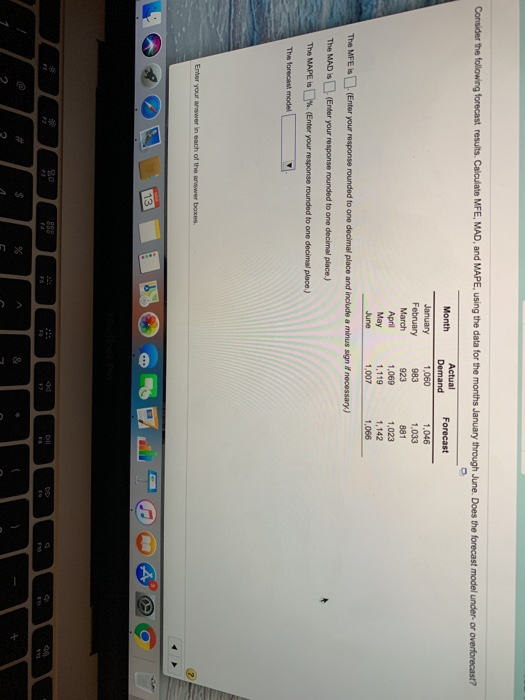 Solved Consider the following forecast results. Calculate | Chegg.com