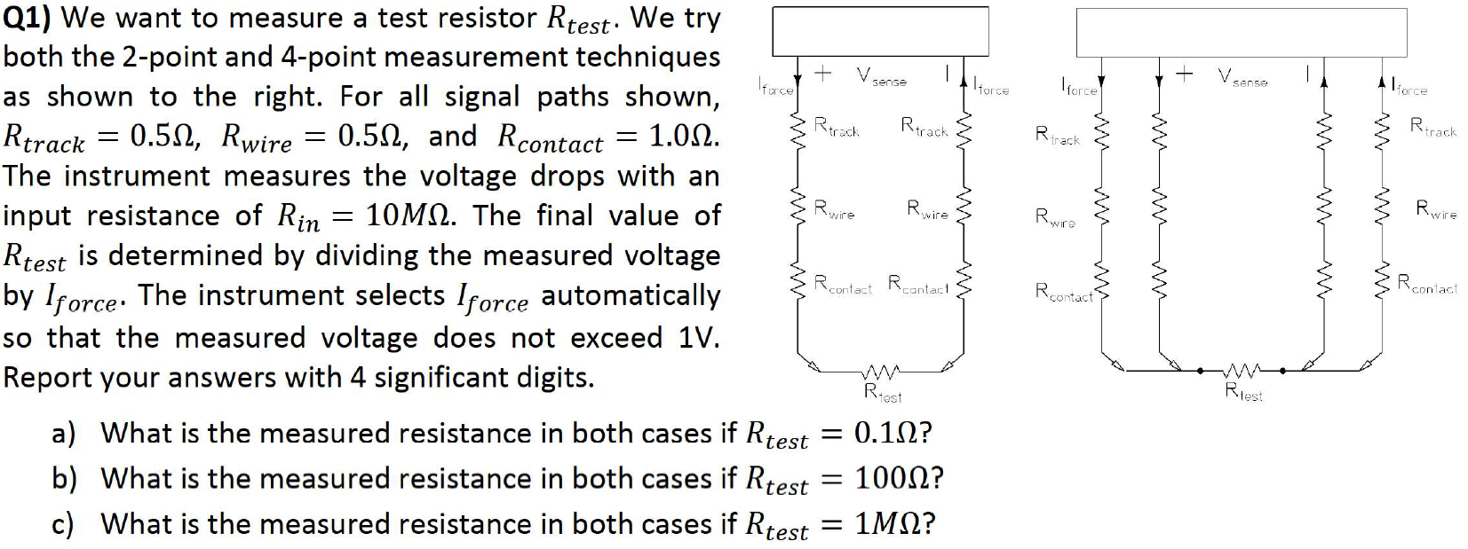 Solved Q1) ﻿We want to measure a test resistor Rtest . ﻿We | Chegg.com