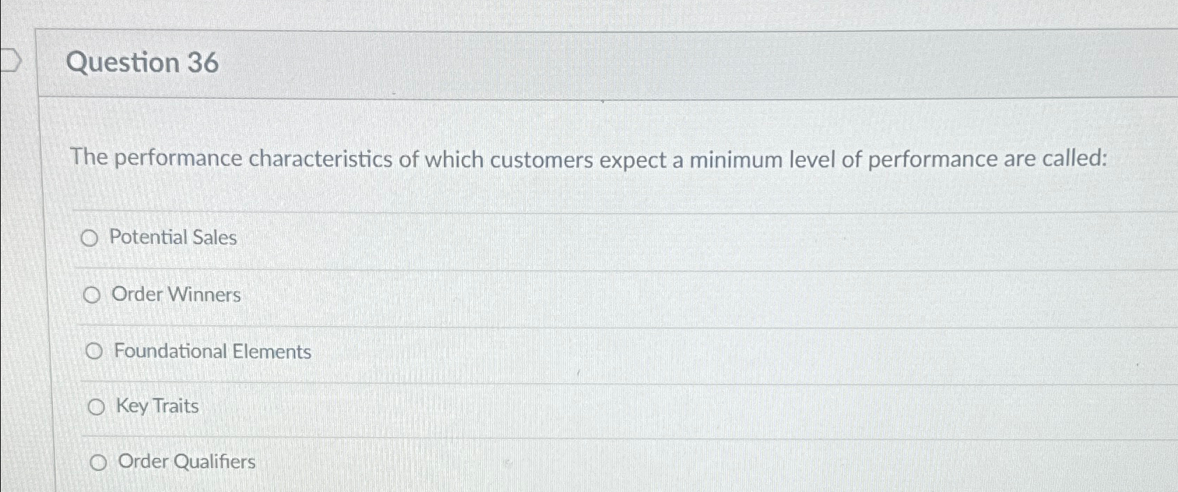 Solved Question 36The performance characteristics of which | Chegg.com