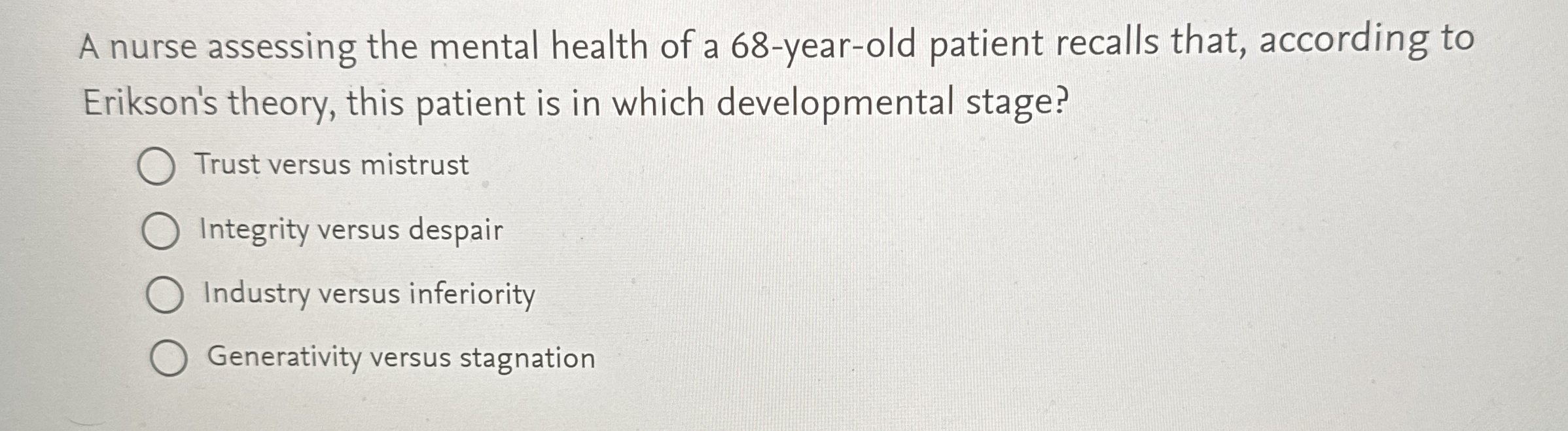 High Quality SOLUTION A nurse assessing the mental health of a 68 -year-old | Chegg.com