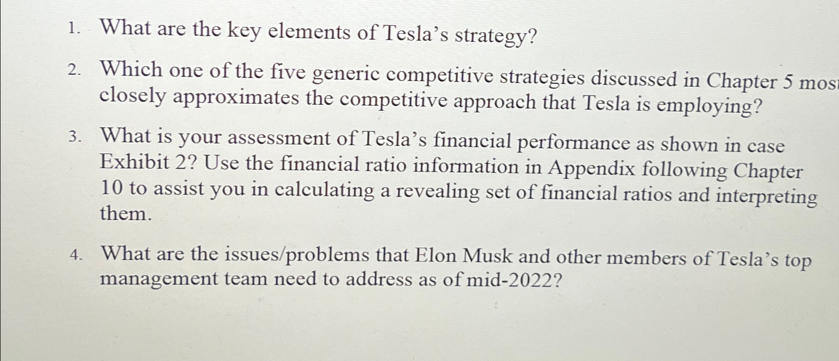 Solved What are the key elements of Tesla's strategy?Which | Chegg.com