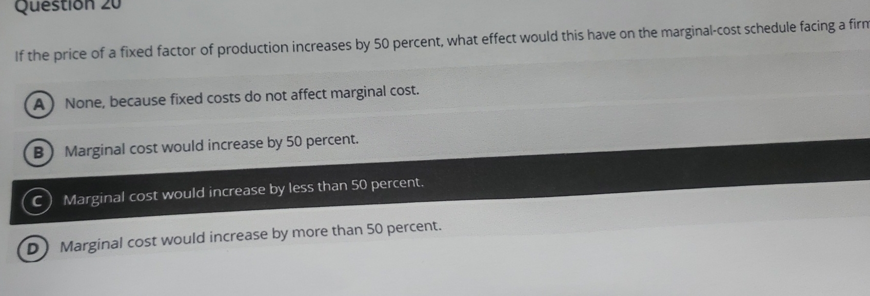 Solved If the price of a fixed factor of production | Chegg.com