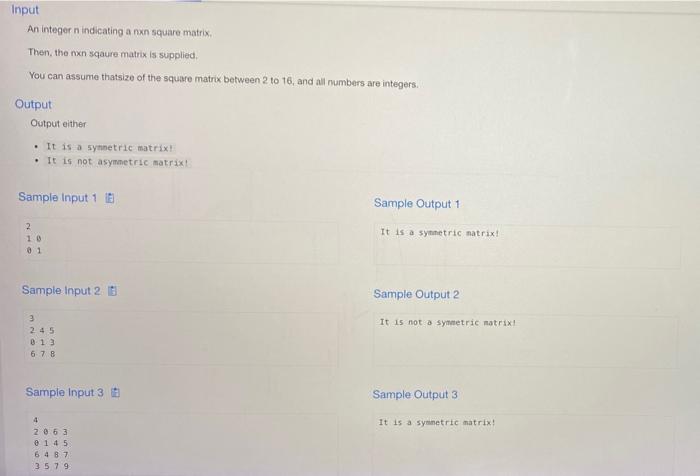 Solved write a C program Symmetric matrix checking pleaae, | Chegg.com