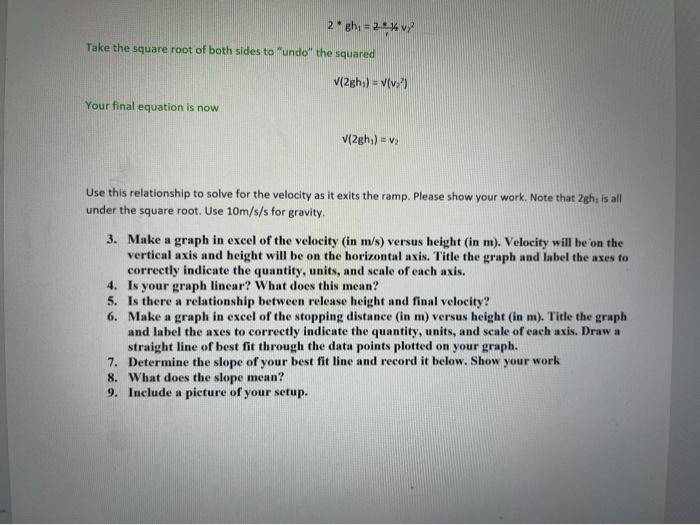 Solved 2*gh: = 2% v Take the square root of both sides to | Chegg.com