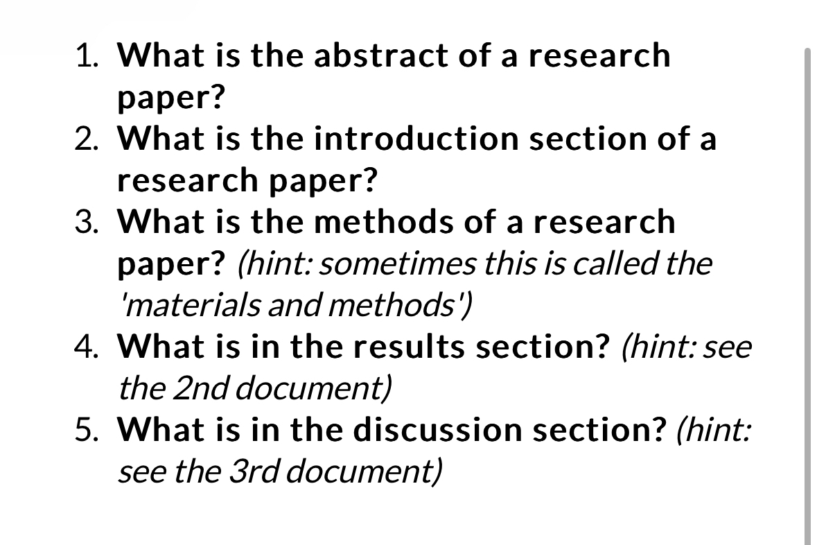 Solved What is the abstract of a research paper?What is the | Chegg.com