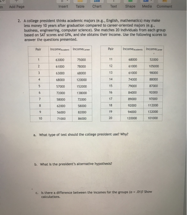 Solved Add Page Insert Table Chart Text Shape Media Comment | Chegg.com