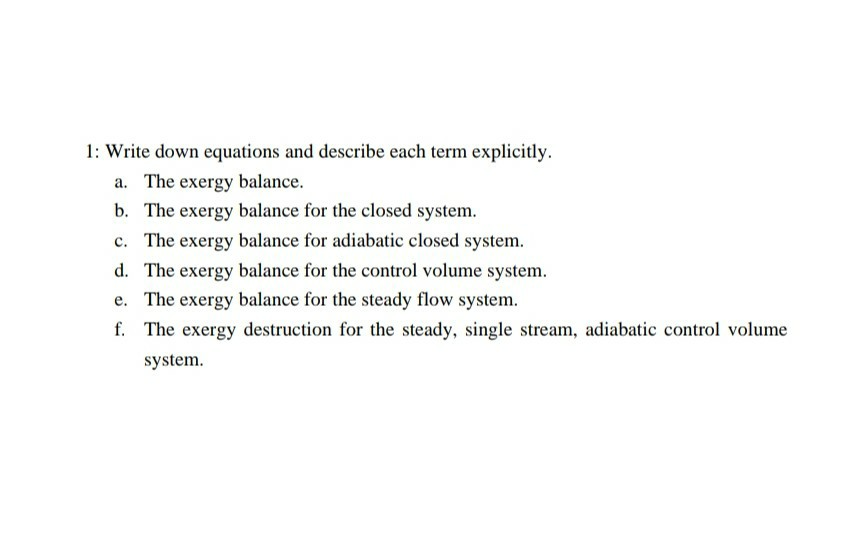 Solved 1: Write down equations and describe each term | Chegg.com