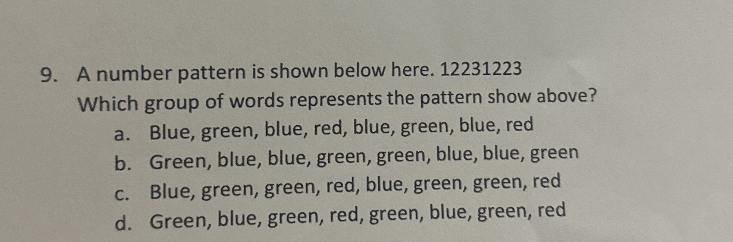 Solved A number pattern is shown below here. 12231223Which | Chegg.com
