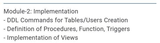 Solved Module 2: Implementation - DDL Commands for | Chegg.com