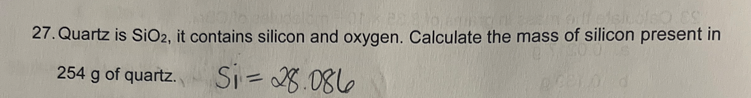 Solved Quartz is SiO2, ﻿it contains silicon and oxygen. | Chegg.com