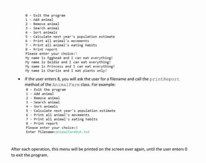 Solved In this homework, you will implement an animal farm | Chegg.com