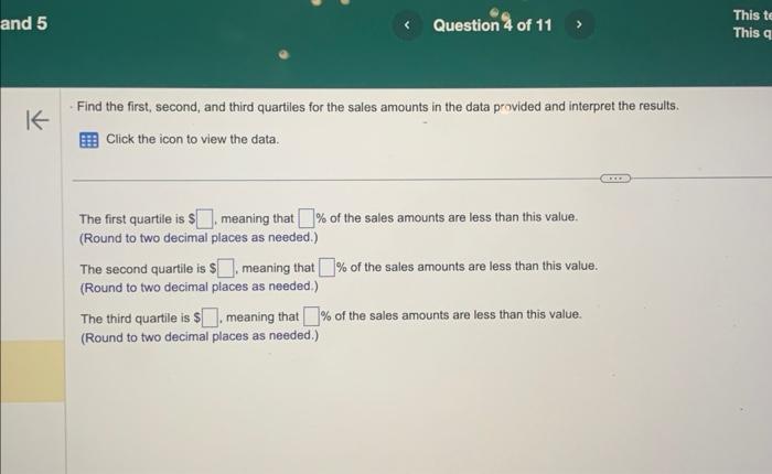 Solved Find the first, second, and third quartiles for the | Chegg.com