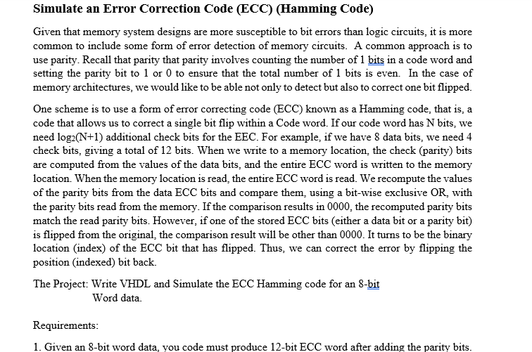 Solved Simulate An Error Correction Code Ecc Hamming
