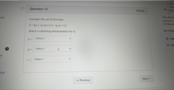 A section of a semantic tableau is given below. What | Chegg.com