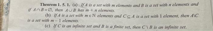 Solved Theorem 1.5.1. (a) If A is a set with m elements and | Chegg.com
