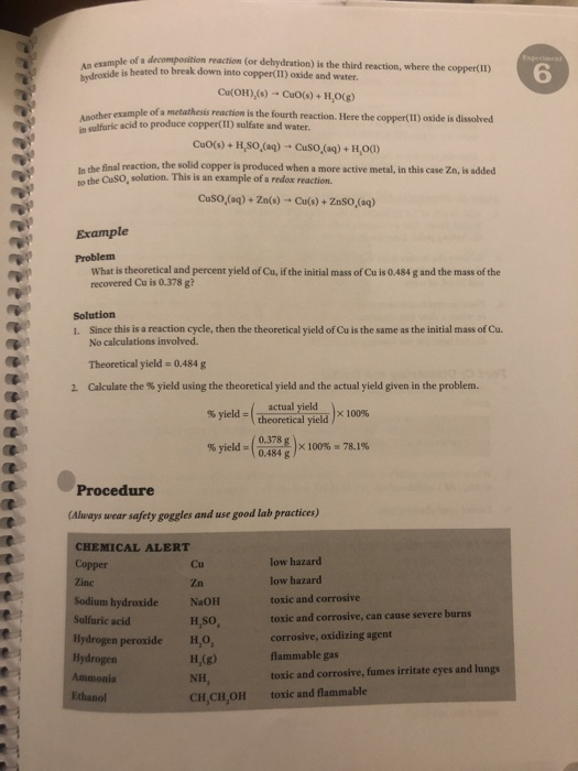 Solved Experiment 6 Classifying Reactions in the Copper | Chegg.com